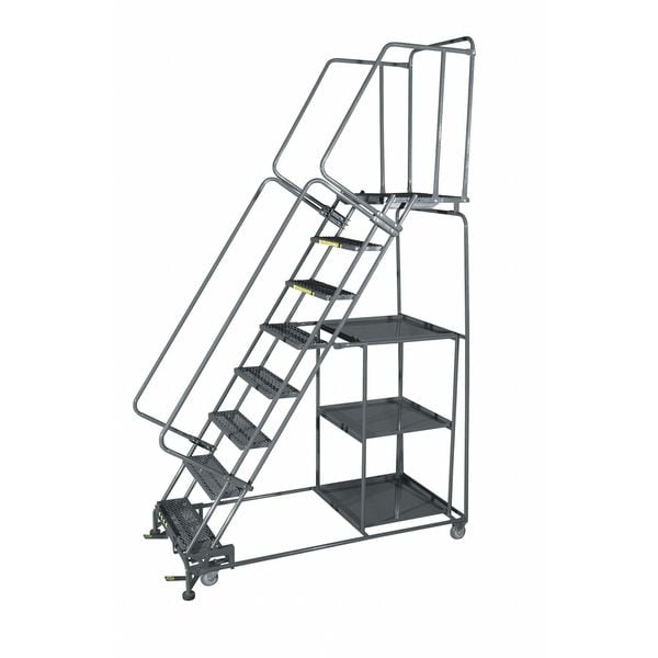 Ballymore 113" H Steel Stock Picking Rolling Ladder, 8 Steps, 450 lb ...