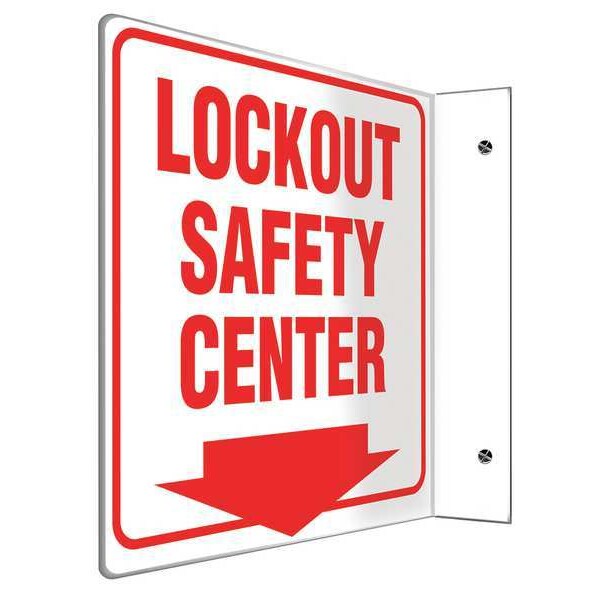 Accuform L-Shape Projection Sign, 8 in Height, 8 in Width, Plastic, L ...