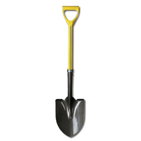 Zoro Select 14 ga. Round Point Shovel, Steel Blade, 27" L Yellow ...