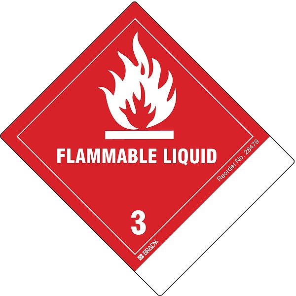 Brady Flammable Liquid Shipping Labels 4-1/2", White, Pk100 28479LS | Zoro