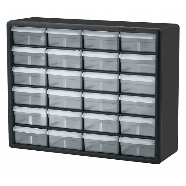 Akro Mils Drawer Bin Cabinet with 24 Drawers Plastic 20 in W x 15 3 4 in H x 6 1 2 in D 10124 Zoro