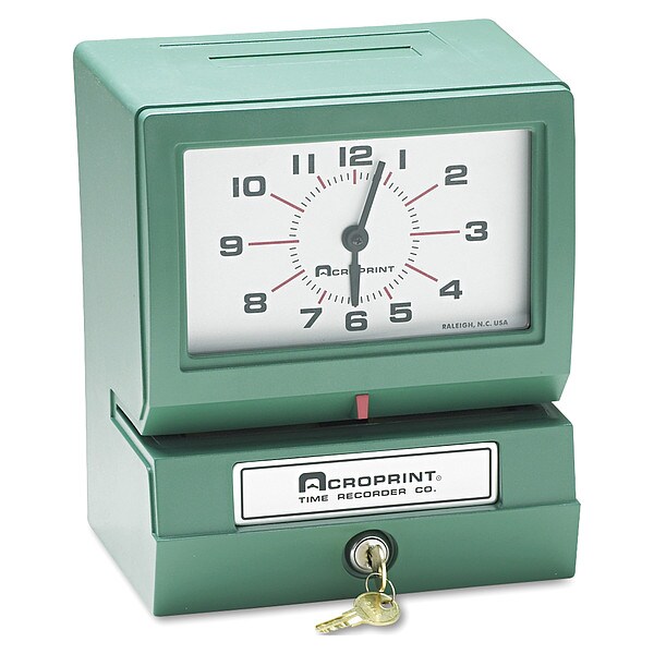 Acroprint Automatic Print Time Clock, Green 01-2070-413 | Zoro
