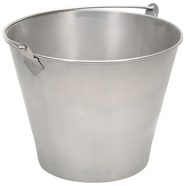 Zoro Select 3.3 gal Round Tapered Bucket, Silver, 304 Stainless steel ...
