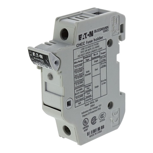 Eaton Bussmann Finger Safe Fuse Block, 0 to 30A Amp Range, 48V DC Volt ...