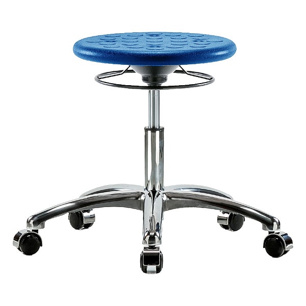 Zoro Select Cleanroom Stool, Polyurethane, Blue, 16 in to 21 in Seat ...