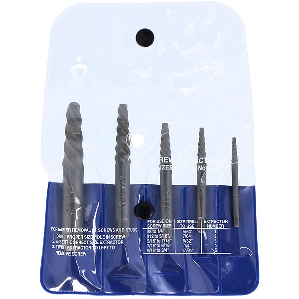 Cleveland Screw Extractor Set, Carbon Steel C00906 | Zoro