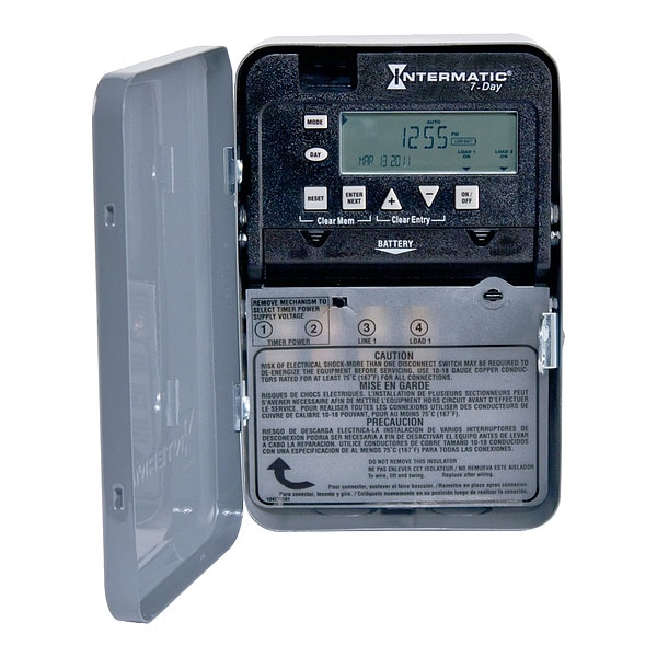 Intermatic Electronic Timer, 7 Days, SPST ET1705C | Zoro