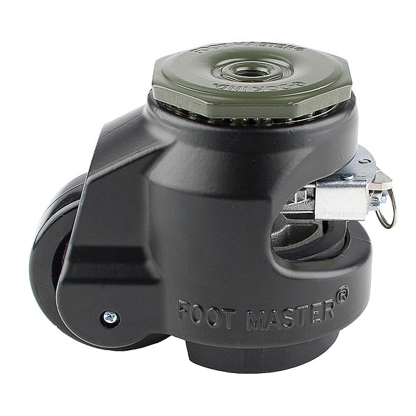 Foot Master Leveling Caster, Alum, Swivel, M12 GDR-80S-BLK-1/2 | Zoro