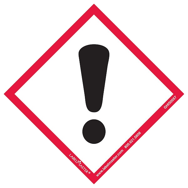 Labelmaster GHS Exclamation Mark Label, 4inx4in, 50 GHIS0057 | Zoro