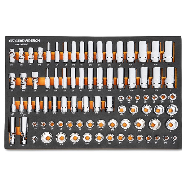 GEARWRENCH 3/8 in SAE, 85 Piece, 1/4" - 1", Chrome - GWMSSKT38SAE