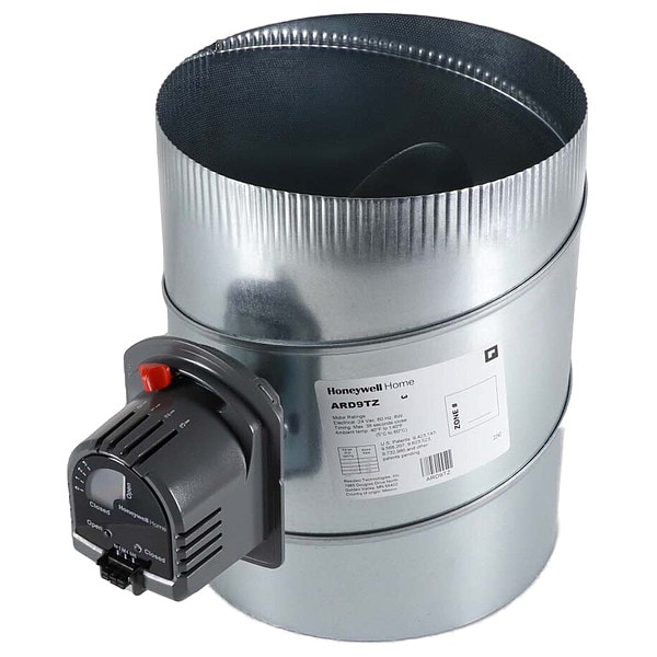 Honeywell Home Round Damper, Gr/Rd/Steel, 9 in. Dia. ARD9TZ | Zoro