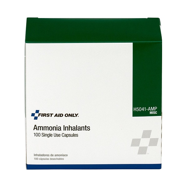 First Aid Only Ammonia Inhalants Ampoules, 0.3mL, 100/Box H5041-AMPGR | Zoro