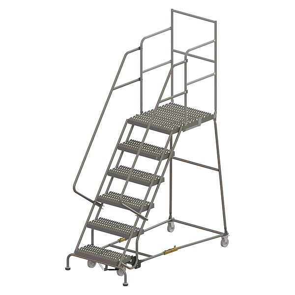 Tri-Arc 96 in H Steel Rolling Ladder, 6 Steps, 450 lb Load Capacity ...