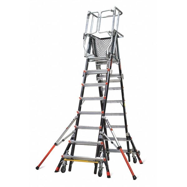 Little Giant Ladders 8 to 14 ft Fiberglass, Adjustable Safety Cage ...
