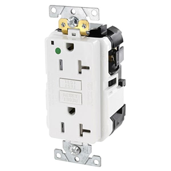 Leviton GFCI Receptacle, 5-20R, 20 A, 2 Pole, 3 Wire, Grounded MGFT2 ...