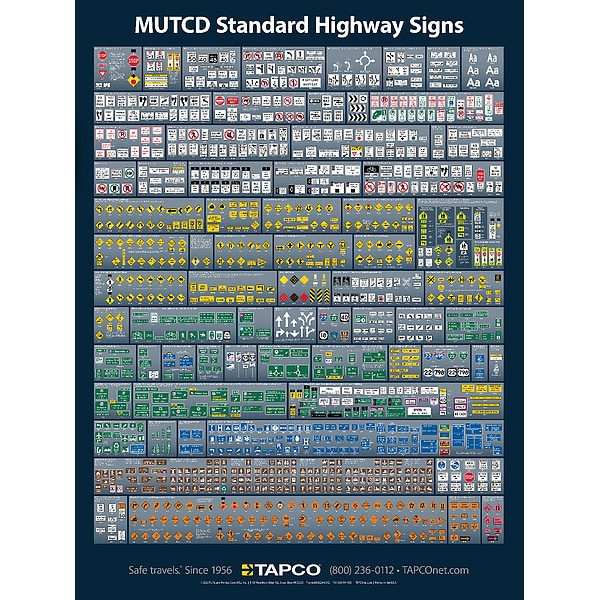Tapco Poster, Highway Signs, 48 in H x, 36 in W, Paper 128813 | Zoro