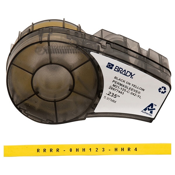 Brady Sleeve Label, Yellow, Polyolefin M21-125-C-342-YL | Zoro