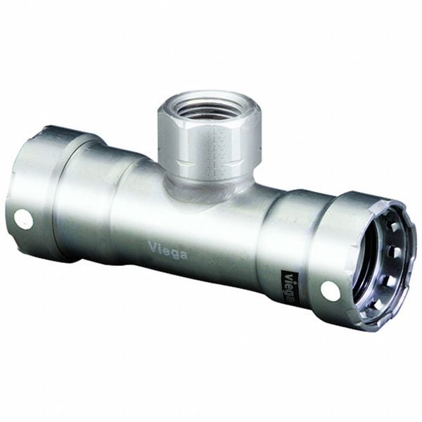 Viega Tee, SS, Press-fit 2", 2", FNPT 1/2" 91895 | Zoro