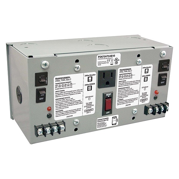Functional Devices-Rib Class 2 Transformer, 75 VA, NEMA 1, 24V AC, 120 ...