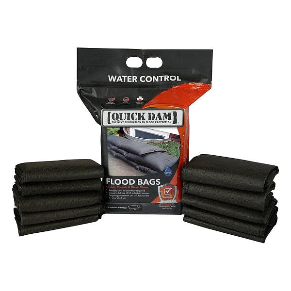 Quick Dam Water Act Flood Bags 3.5"Hx2ft.L, PK10 QD1224-10 | Zoro