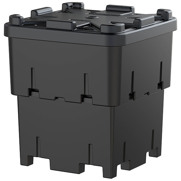 R&B Wire Products Black Stackable Bulk Containers with Lids, HDPE, 33 ...