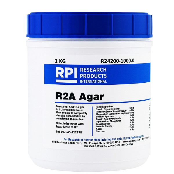 Rpi R2A Agar, 1kg R24200-1000.0 | Zoro