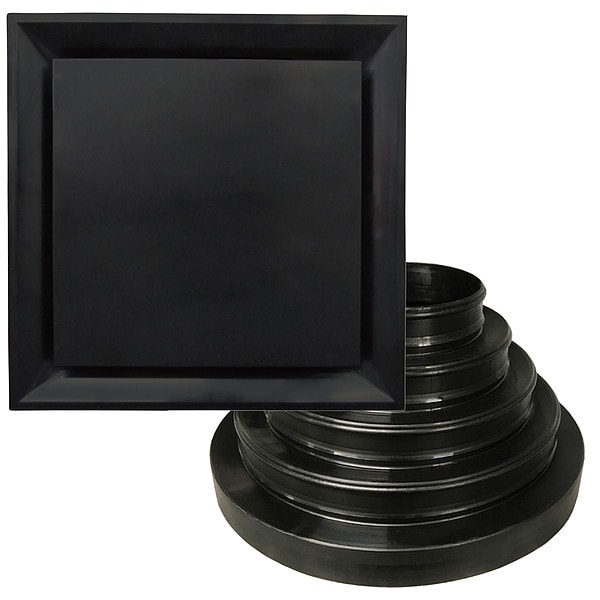American Louver 6 to 14 in Square Square Plaque Diffuser, Black STR-PQ ...