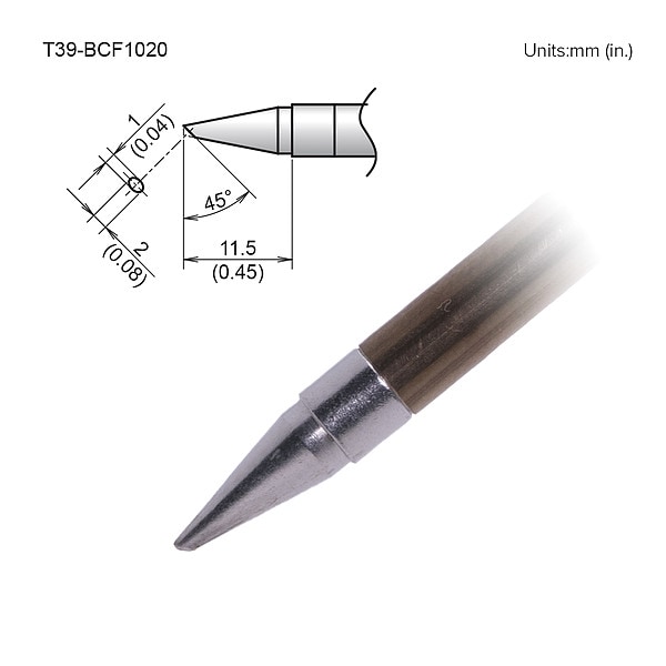Hakko Tinned Face Soldering Tip, V-Groove Bevel T39-BCF1020 | Zoro