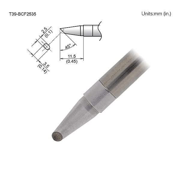 Hakko Tinned Face Soldering Tip, V-Groove Bevel T39-BCF2535 | Zoro