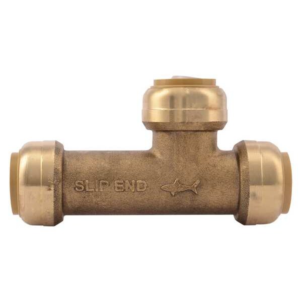 Sharkbite Slip Tee, 3/4 in Tube Size, Brass, Brass U3370LF | Zoro