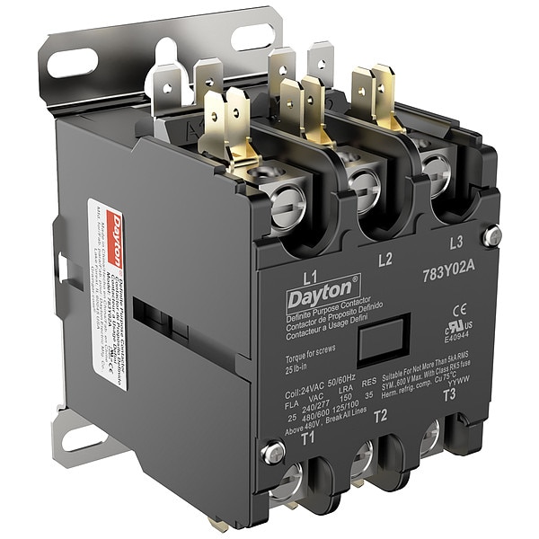 Dayton Definite Purpose Magnetic Contactor, 24V AC, 3 P, Non-Reversing ...