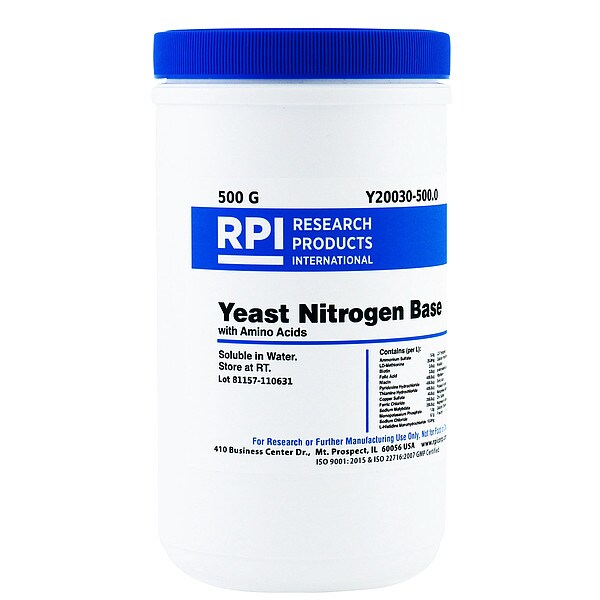 Rpi Yeast Nitrogen Base w/ Amino Acids, 500g Y20030-500.0 | Zoro