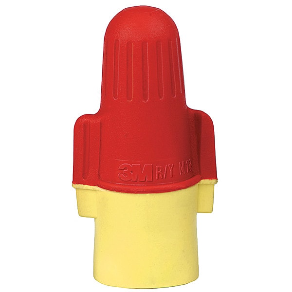 3M Twist-On Wire Connector, 8 AWG Max, Red, Yellow, Plastic Insulation, 600 V, 500 PK R/Y+Jug | Zoro