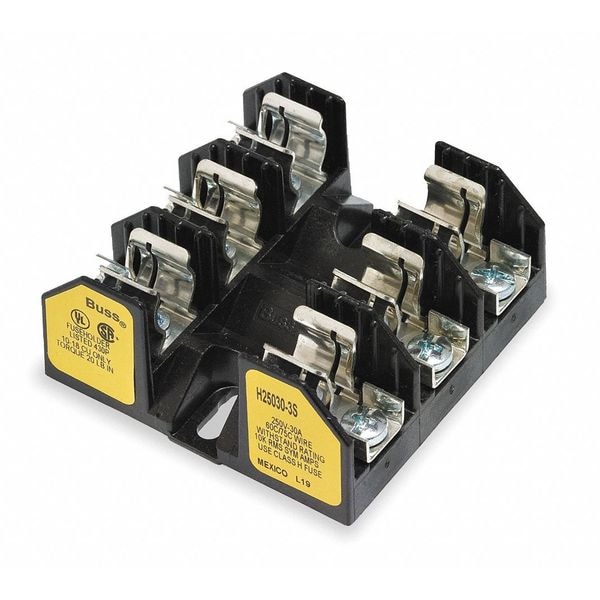 Eaton Bussmann Fuse Block, H UL Class, 3 Poles, Screw H25030-3S | Zoro