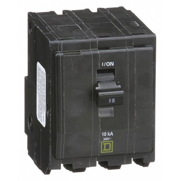 SQUARE D 15A, 3 pole Miniature Circuit Breaker, QO, 120/240V AC, - QO315