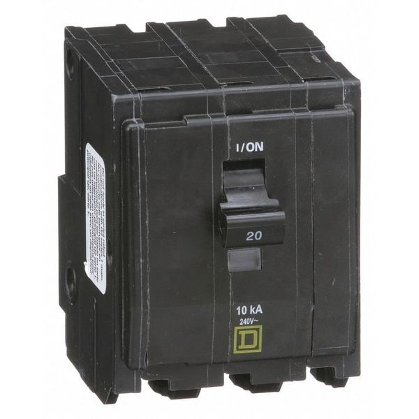 SQUARE D 20A, 3 pole Miniature Circuit Breaker, QO, 120/240V AC, - QO320