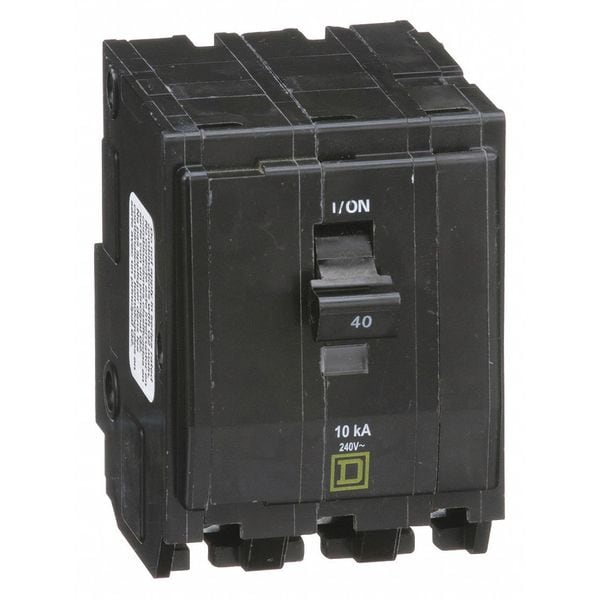 SQUARE D 40A, 3 pole Miniature Circuit Breaker, QO, 120/240V AC, - QO340