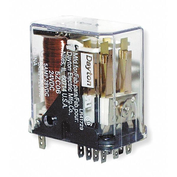Dayton Plug-In Relay, 12VDC Coil Volts, Square, 8 Pin, DPDT 1EGN7 | Zoro