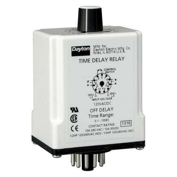 Dayton Single Function Time Delay Relay, Octal, Off Delay, 1 Functions ...