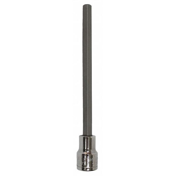WESTWARD 3/8" Drive, Hex, Socket Bit, 8mm Tip, 5-7/8" - 1EZL7