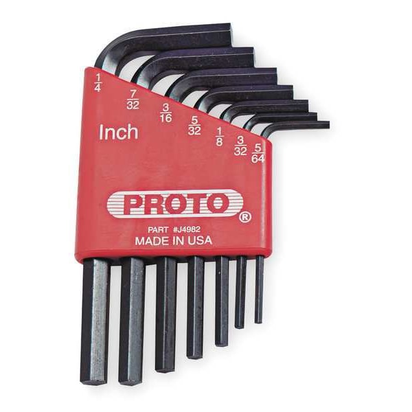 Proto 7 Piece SAE L-Shape Hex Key Set, J4982 J4982 | Zoro