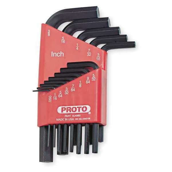 Proto 13 Piece SAE L-Shape Hex Key Set, J4980 (J4980) | Zoro