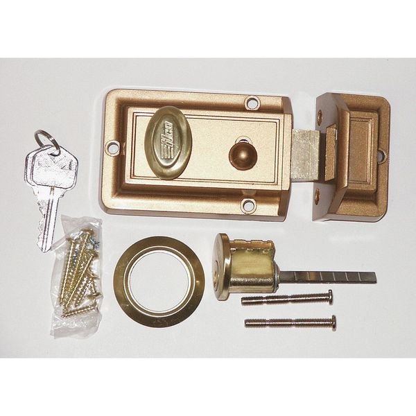 Kaba Ilco Auxiliary Lock, Night Latch, Bronz 220-53-51 | Zoro