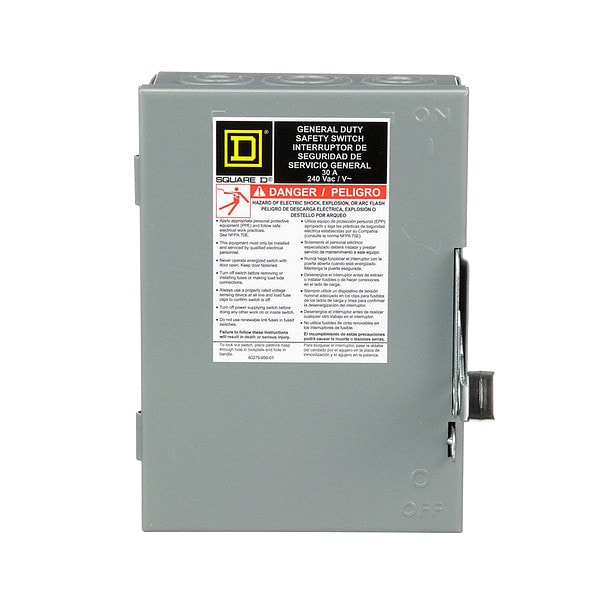 Square D Fusible Safety Switch, General Duty, 240V AC, 2PST, 30 A, NEMA ...