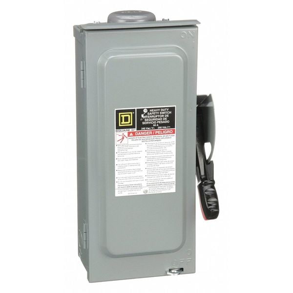 Square D Fusible Safety Switch, Heavy Duty, 240V AC, 2PST, 60 A, NEMA ...