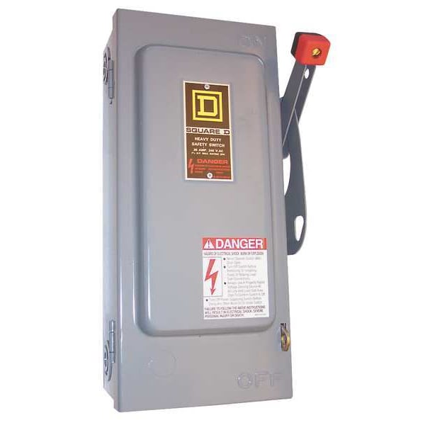 Square D Nonfusible Safety Switch, Heavy Duty, 600V AC/DC, 3PST, 30 A ...