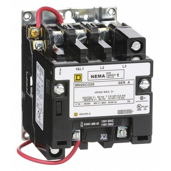 Square D 8502SCO2V02S 120VAC Non-Reversing Magnetic Contactor 3P 27A ...