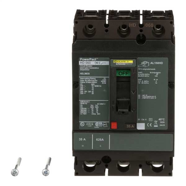 SQUARE D 35A, 3 pole Molded Case Circuit Breaker, POWERPACT, 600V AC ...