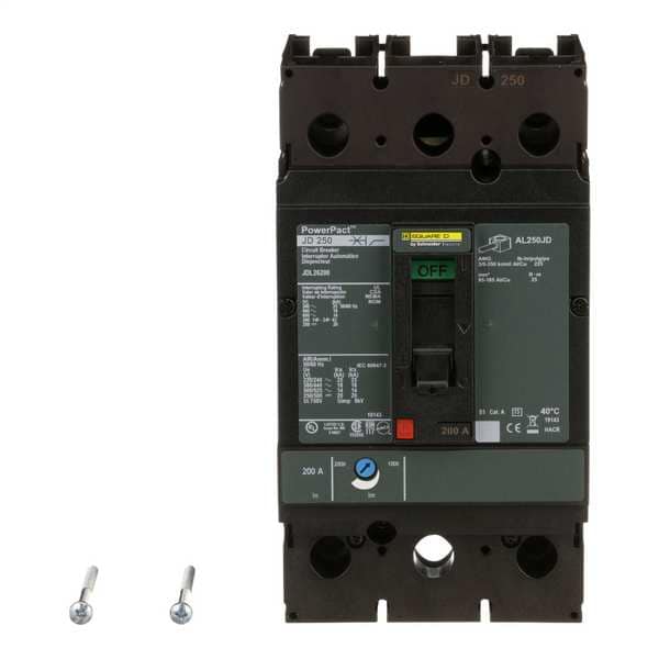 Square D JDL26200 2P Standard Circuit Breaker 200A 600VAC | Zoro.com
