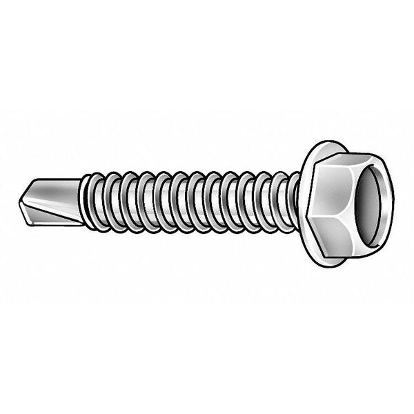 Zoro Select Self Drilling Screw, Zinc-Plated Heat Treated Steel Hex ...